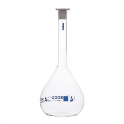 Volumetric Flask, 2000ml - Class A, ASTM - Polypropylene Stopper - Blue ...