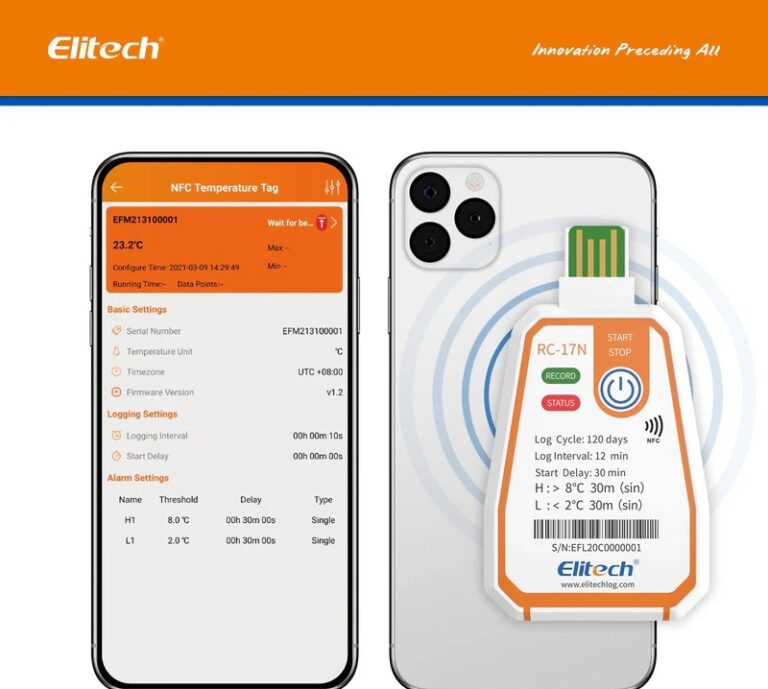 Elitech USB/NFC PDF Data Logger Recorder Single-use Disposable, up to ...
