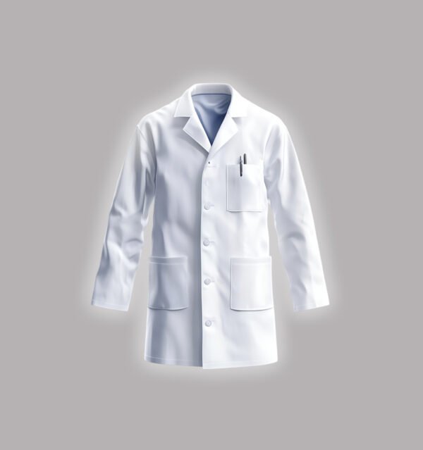 White lab coat without logo above chest (HISOFY TWILL 220 GSM) - Caresource